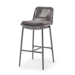 Como Stool - Gartenhocker, Aluminiumstruktur und synthetischer Seilbezug, mit Kissen ...