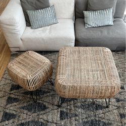 Tavolino Vimini - Square coffee table in woven wicker, produced for ...
