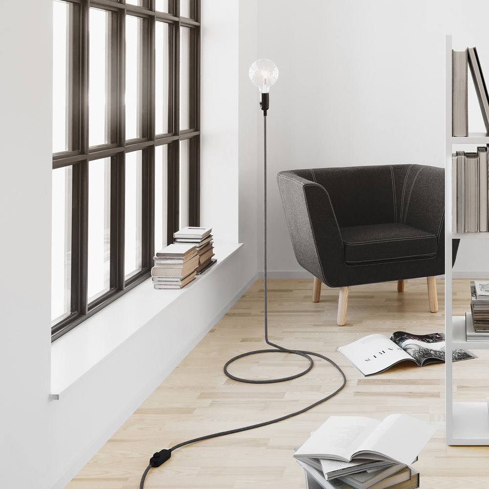 Cord: Lampe design à poser au sol, câble en acier revêtu en tissu ...