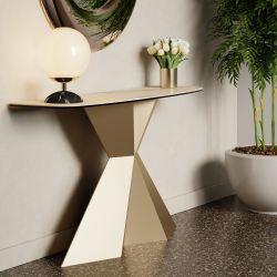 Leo - Fixed console table with metal frame and ceramic, solid wood or ...