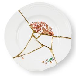 Kintsugi flat plate - Seletti porcelain dinner plate, various patterns ...