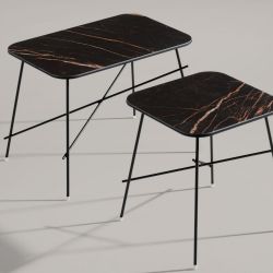 Walter - Table basse Midj en métal, avec plateau en céramique cristal ...