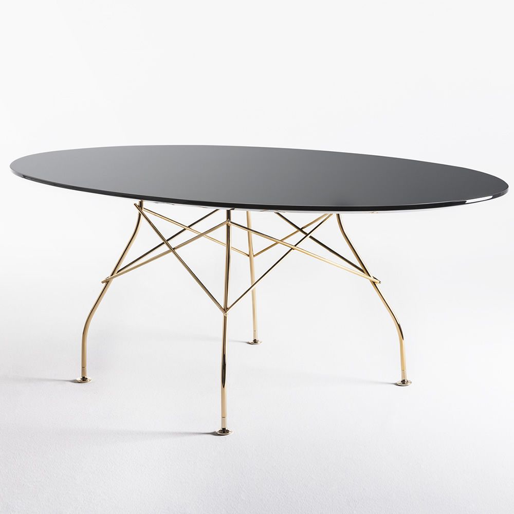 Glossy - Kartell design metal table, oval top in MDF, available in ...