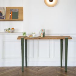 Lima - Tiptoe fixed console, with metal legs and 120 x 30 cm wooden top | Sediarreda.com