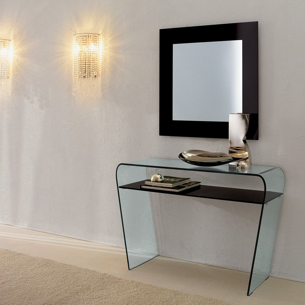 Altamura 6460 - Consolle Tonin Casa in vetro con mensola in legno o ...