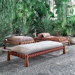 Guna 01 - Outdoor daybed in oiled iroko and nautical rope, with seat ...