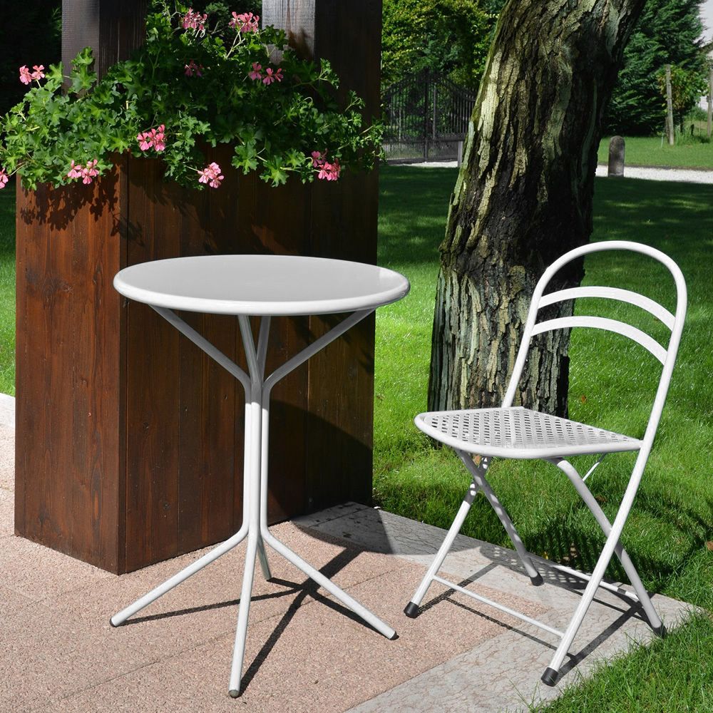RIG83: Table ronde en métal, diamètre 60 cm, pour le jardin - Sediarreda