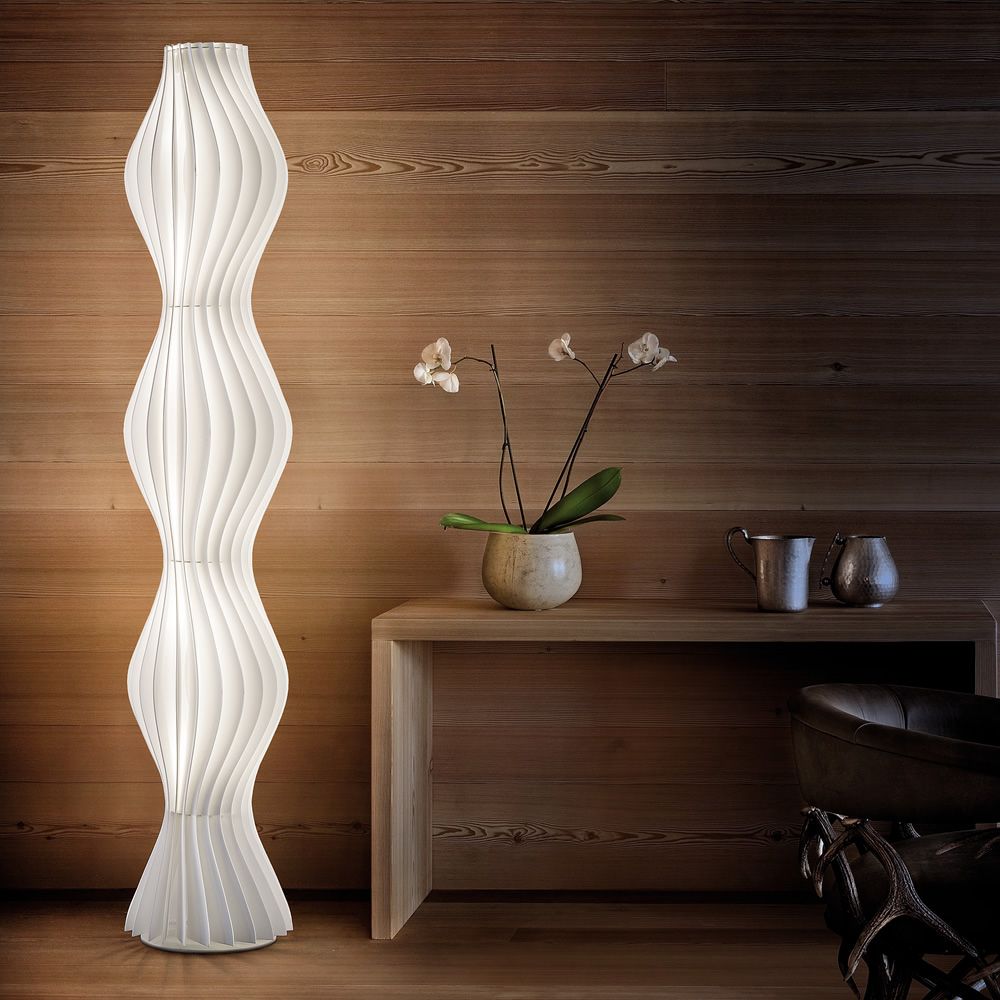 Vapor: Lampe design à poser au sol, en métal et en polycarbonate blanc ...