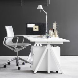 String Works Desk - String adjustable height table, in metal, top in ...