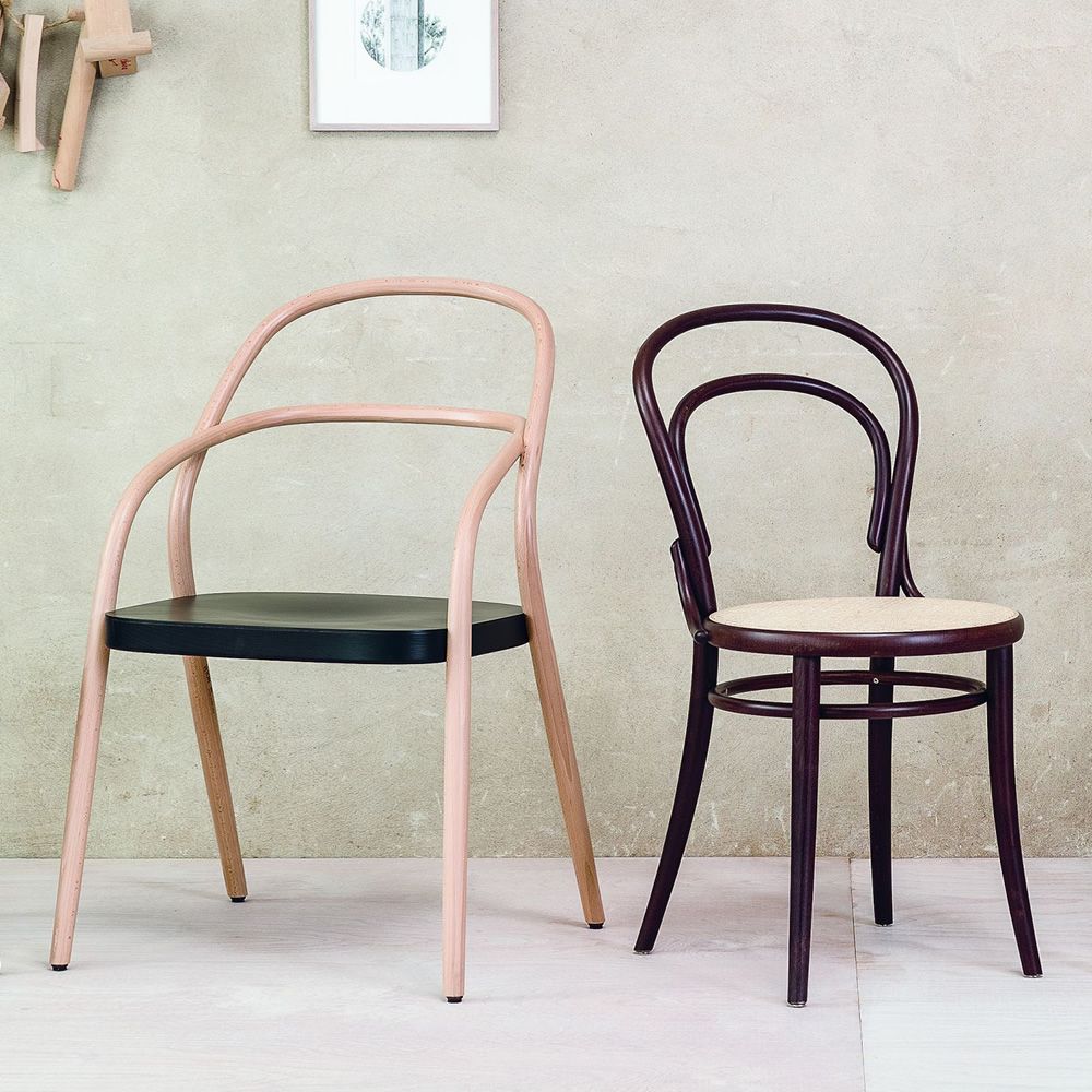 Chair 14 C: Ton chair in wood, with seat in cane - Sediarreda Online sale