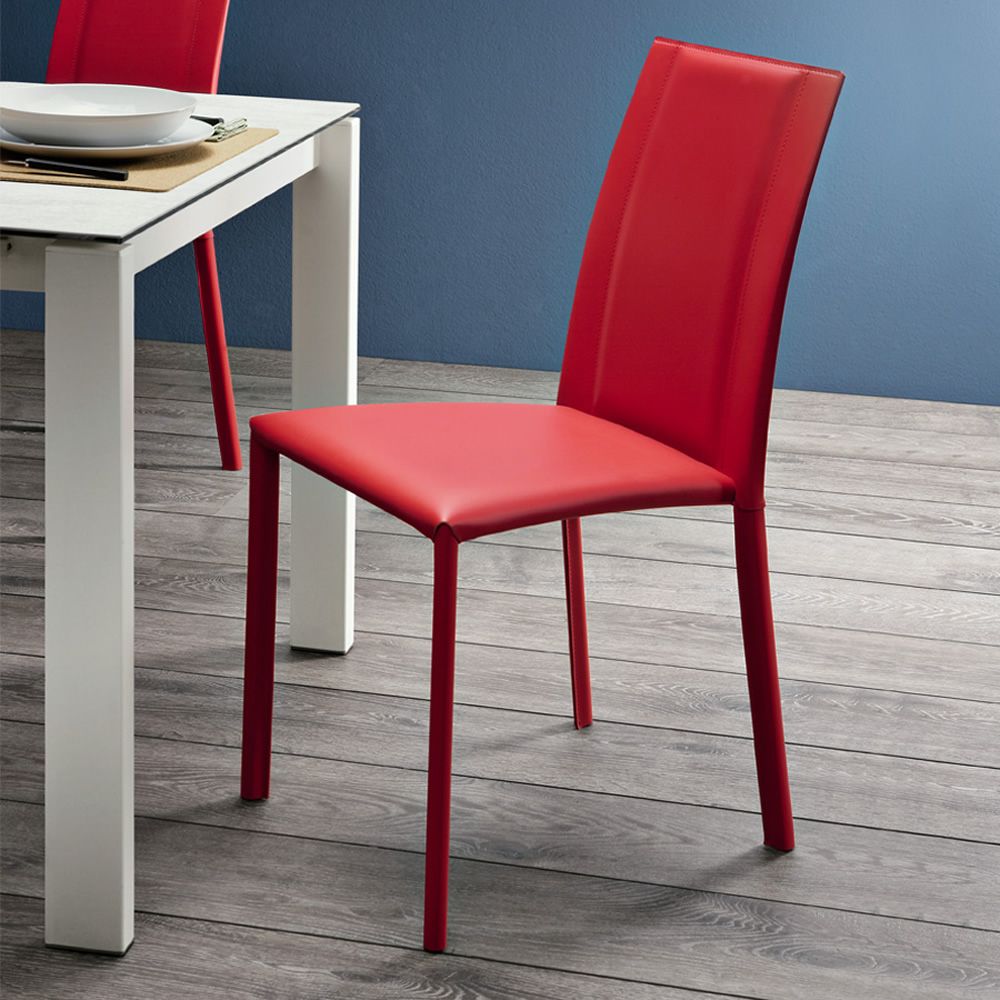 Silvy Sbr - Sedia Midj con rivestimento in cuoio, impilabile ...