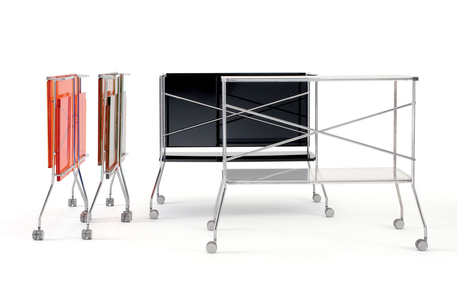 Flip - Carrello Kartell di design, pieghevole, in metallo cromato e ...