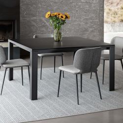 Marcopolo - Table extensible en métal Midj, plateau en verre, cristal ...